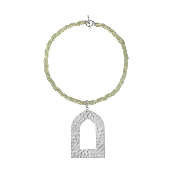 SHEIDA FARROKHI Green / Silver Simin Necklace -sterling Silver Pistachio - Green/silver