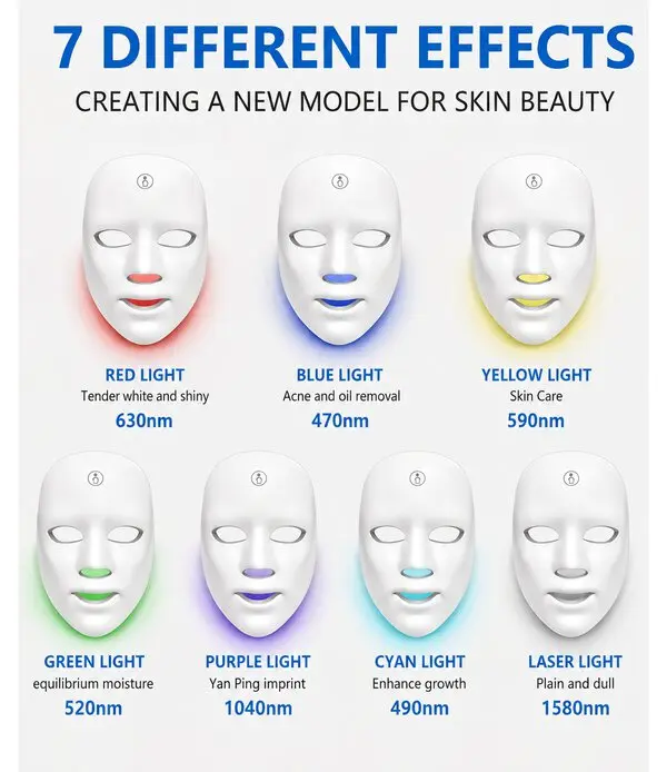 LOVERY 7-color Led Light Therapy Facial Mask For Radiant Skin - White