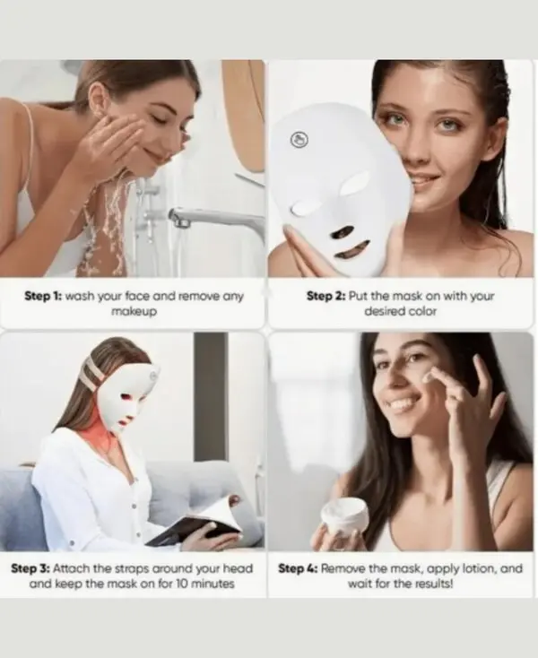 LOVERY 7-color Led Light Therapy Facial Mask For Radiant Skin - White