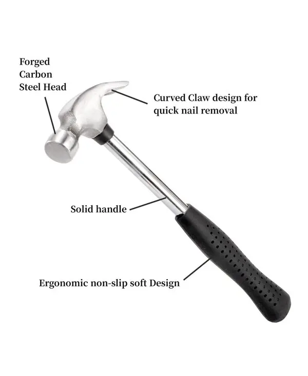 XDOVET Small Claw Hammer Mini Rubber Handle Steel Head Diy