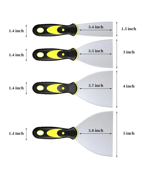 XDOVET Metal Putty Scrapers Drywall Plaster Wallpaper Tool Set