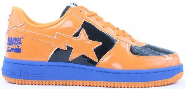 A BATHING APE Sta Low Marvel Comics Human Torchin - Orange/black