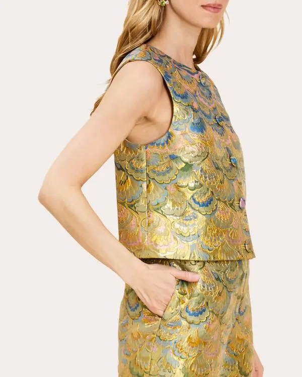 Mestiza New York Sadie Metallic Jacquard Button-front Top