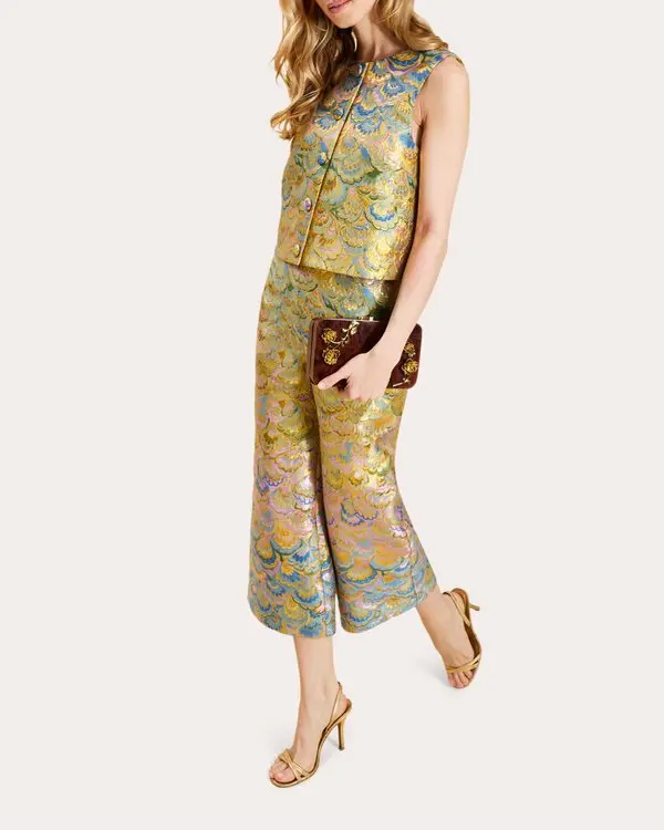 Mestiza New York Sadie Metallic Jacquard Button-front Top