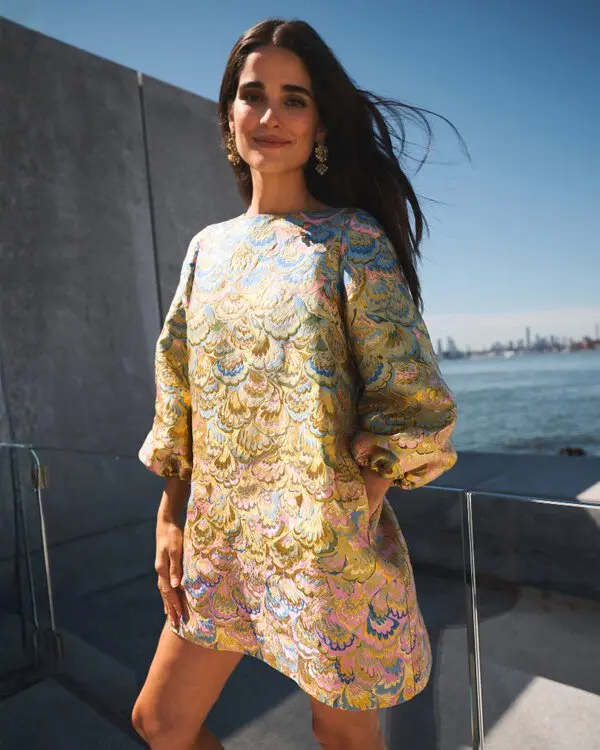 Mestiza New York Rosanna Metallic Jacquard Mini Dress