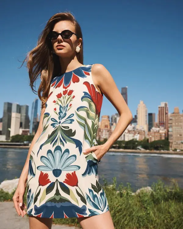 Mestiza New York Fiona Floral Mini Shift Dress Polyester/spandex