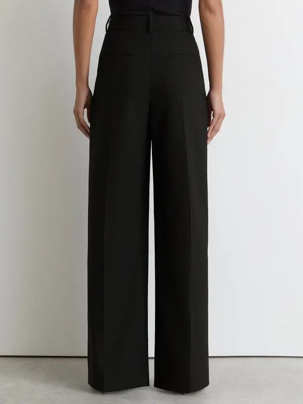 REISS Luna Wool-blend Wide-leg Pleated Trousers - Black