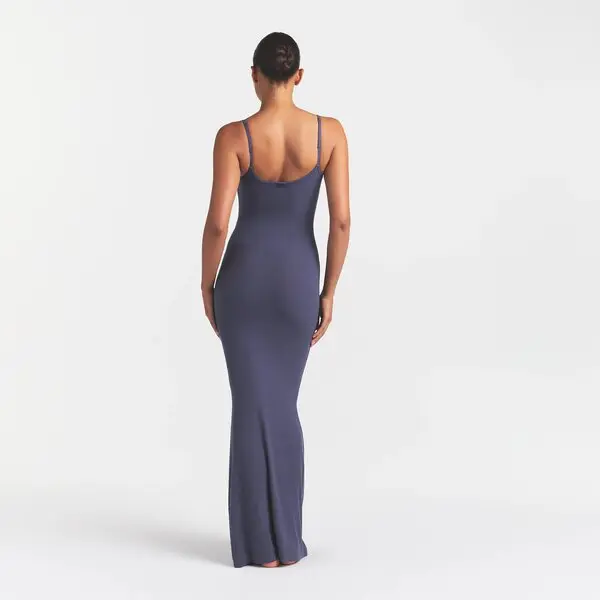 SKIMS Long Slip Dress | Blue | | Soft Lounge