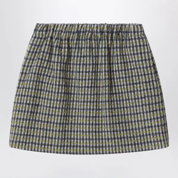 DOUUOD Wool Blend Checked Skirt - Beige