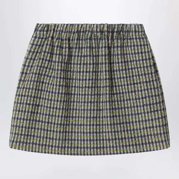 DOUUOD Wool Blend Checked Skirt