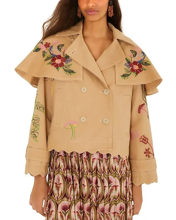 Farm Rio Twill Mini Trench Coat