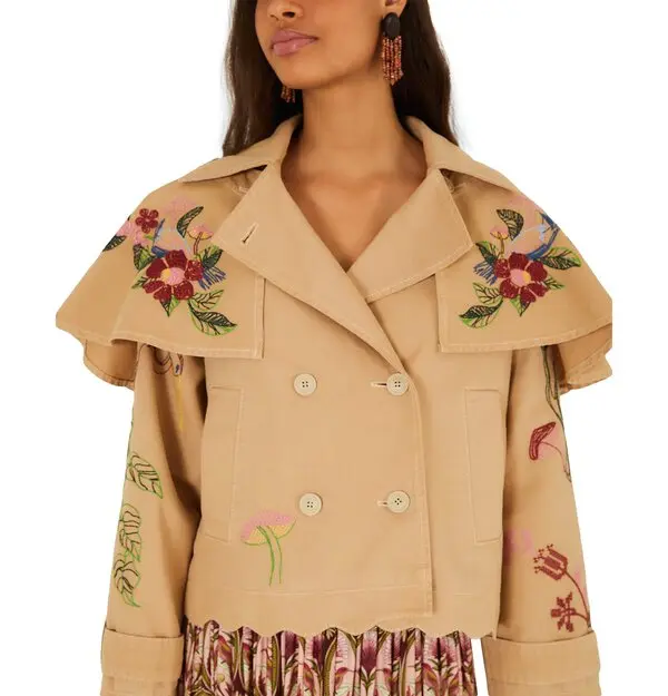 Farm Rio Twill Mini Trench Coat