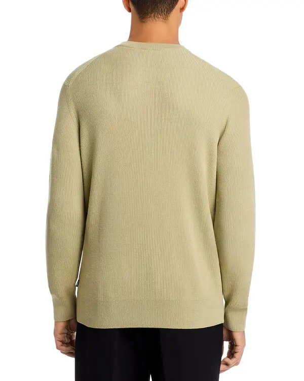 BOSS Lenley Wool & Cotton Henley Sweater - Beige