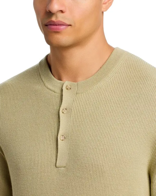 BOSS Lenley Wool & Cotton Henley Sweater - Beige
