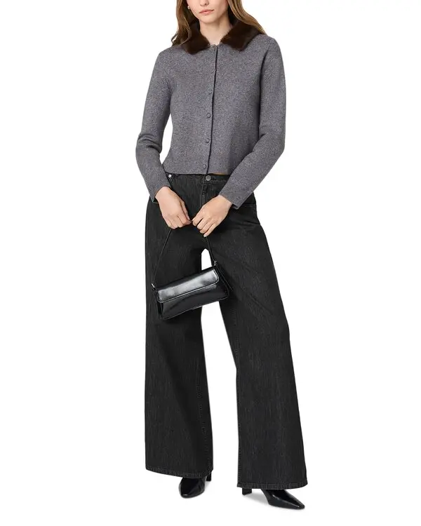 French Connection Sloane Faux Fur Collar Cardigan Sweater