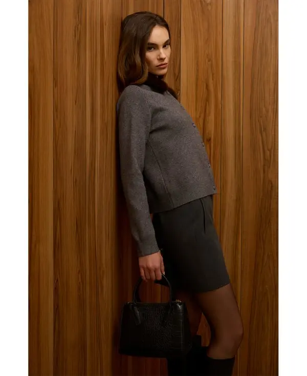 French Connection Sloane Faux Fur Collar Cardigan Sweater