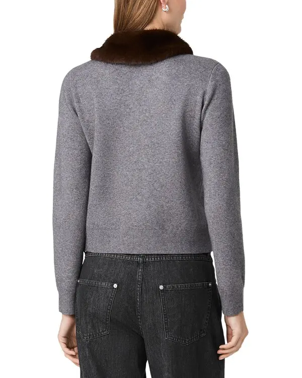 French Connection Sloane Faux Fur Collar Cardigan Sweater