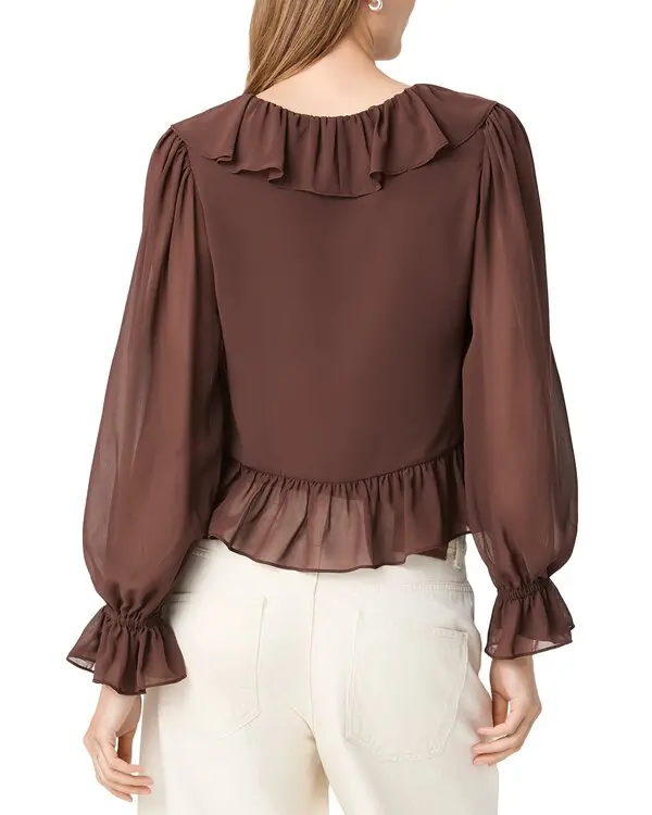 French Connection Marina Silky Chiffon Ruffle Top
