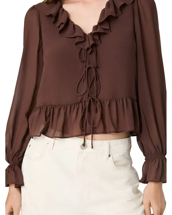 French Connection Marina Silky Chiffon Ruffle Top