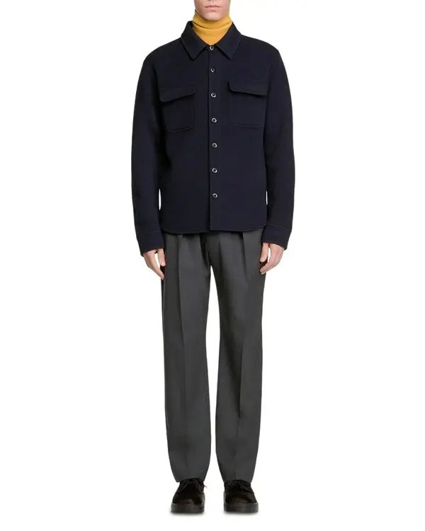 Sandro Felted Wool Pocket Shirt - Navy Blue