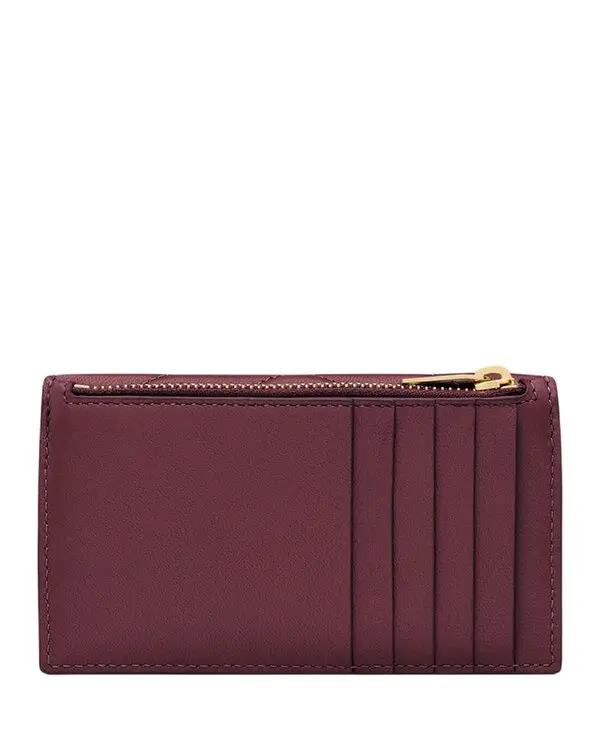 Saint Laurent Cassandre Matelasse Fragments Flap Card Case In Lambskin - Medium Red