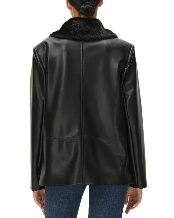 ELODIE THE LABEL Maud Faux Fur Collar Faux Leather Jacket