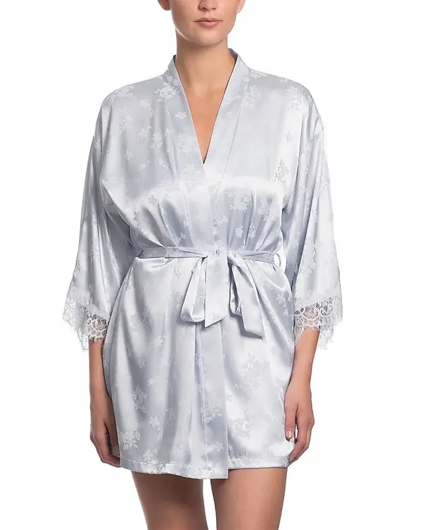 IN BLOOM BY JONQUIL Satin Jacquard Wrap Robe - Silver