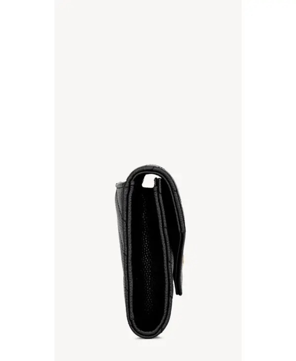 Saint Laurent Cassandre Matelasse Small Envelope Wallet Ingrain De Poudre Leather - Black