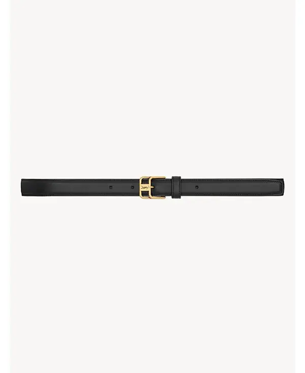 Saint Laurent Cassandre Double-buckle Thin Belt - Black