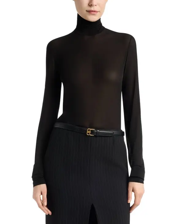 Saint Laurent Cassandre Double-buckle Thin Belt - Black