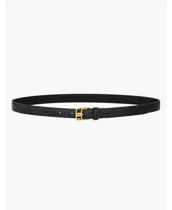 Saint Laurent Cassandre Double-buckle Thin Belt - Black