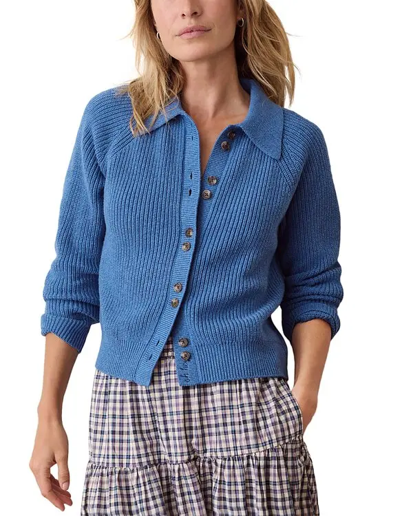 Marine Layer Parker Collared Long Sleeve Cardigan - Coronet