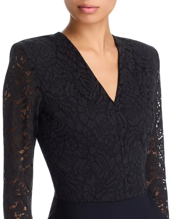 Chiara Boni La Petite Robe Maode Lace Bodice V Neck Dress - Black