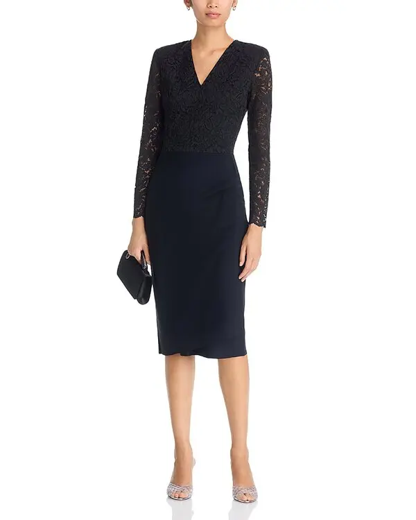Chiara Boni La Petite Robe Maode Lace Bodice V Neck Dress - Black