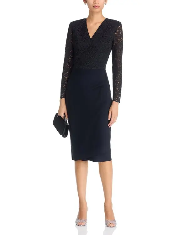 Chiara Boni La Petite Robe Maode Lace Bodice V Neck Dress - Black