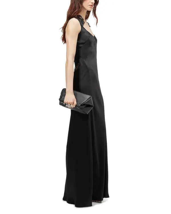 Alexander McQueen Satin Lace Back Long Dress