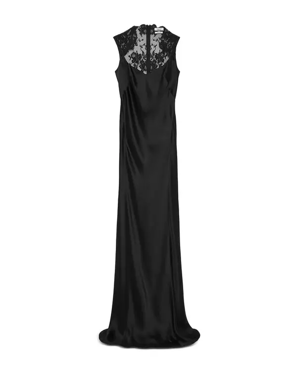 Alexander McQueen Satin Lace Back Long Dress