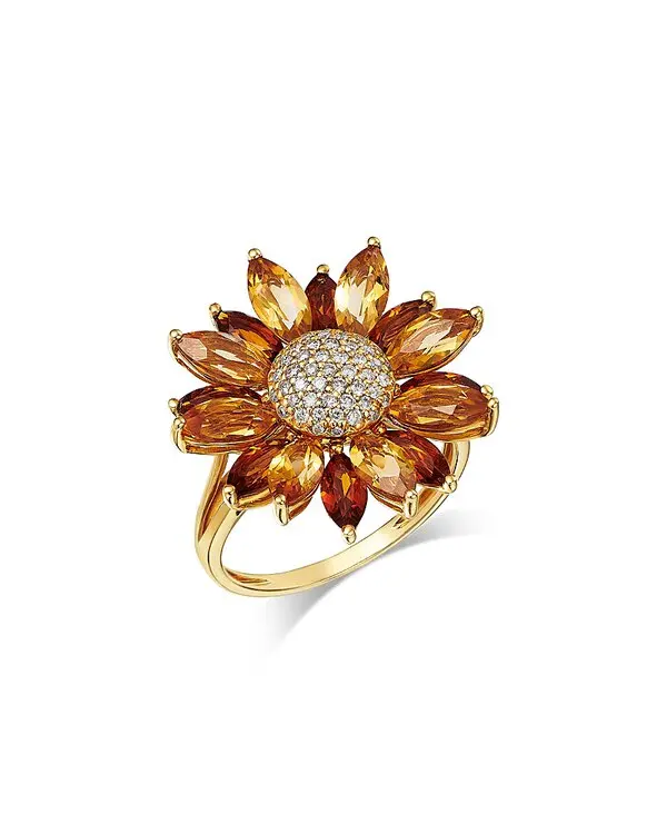 Bloomingdale'S Citrine & Diamond Daisy Ring In 14k Yellow - Gold