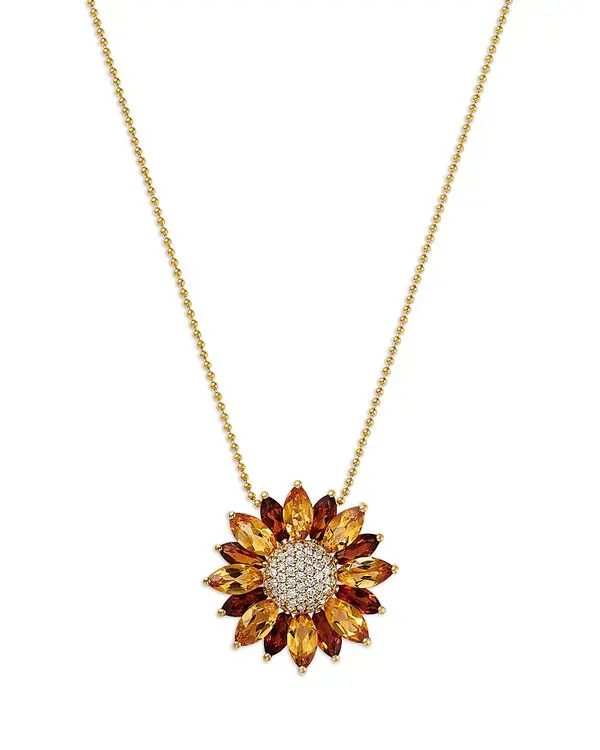 Bloomingdale'S Citrine & Diamond Daisy Pendant Necklace In 14k Yellow - Gold
