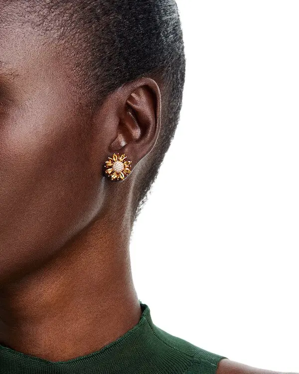 Bloomingdale'S Citrine & Diamond Daisy Stud Earrings In 14k Yellow