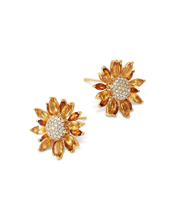 Bloomingdale'S Citrine & Diamond Daisy Stud Earrings In 14k Yellow