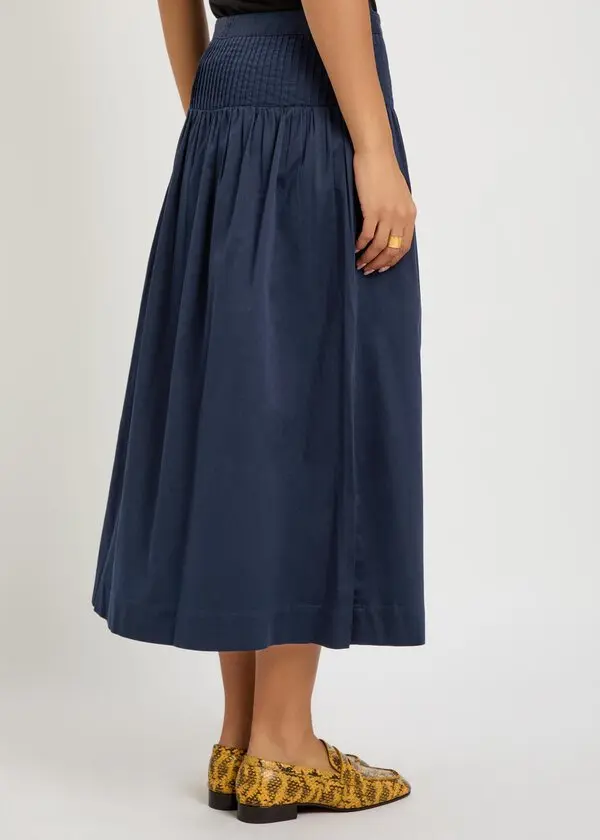 DAMSON MADDER Josie Pleated Cotton Midi Dress