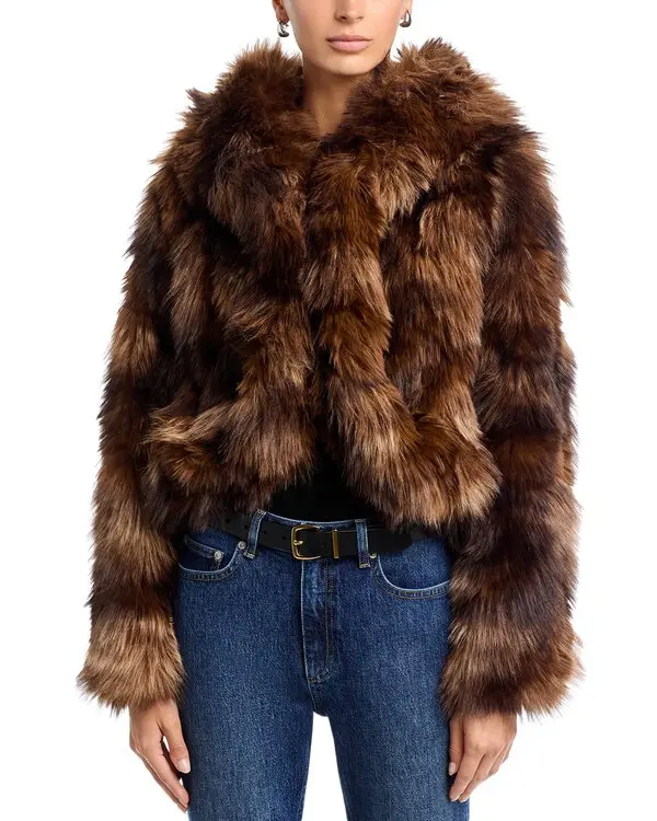 Cinq À Sept Sybella Patchwork Faux Fur Coat