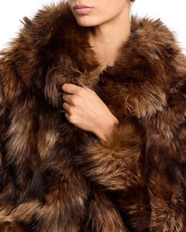 Cinq À Sept Sybella Patchwork Faux Fur Coat