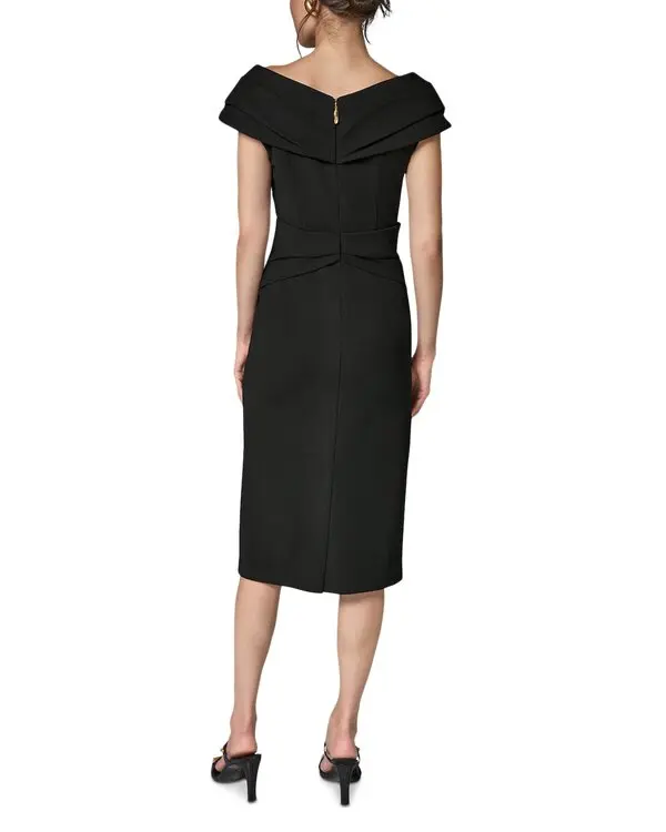 Donna Karan New York Portrait Neck Hardware Trim Sheath Dress