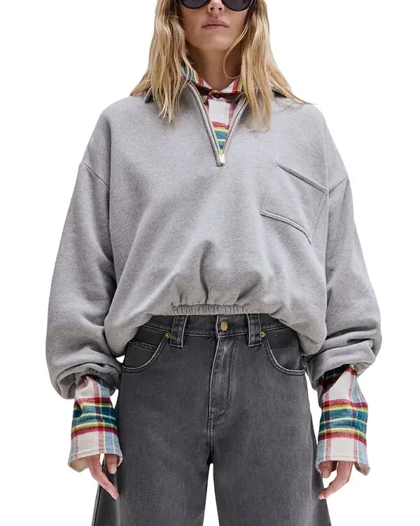 DARKPARK Alva Cropped Cotton Sweatshirt - Grey