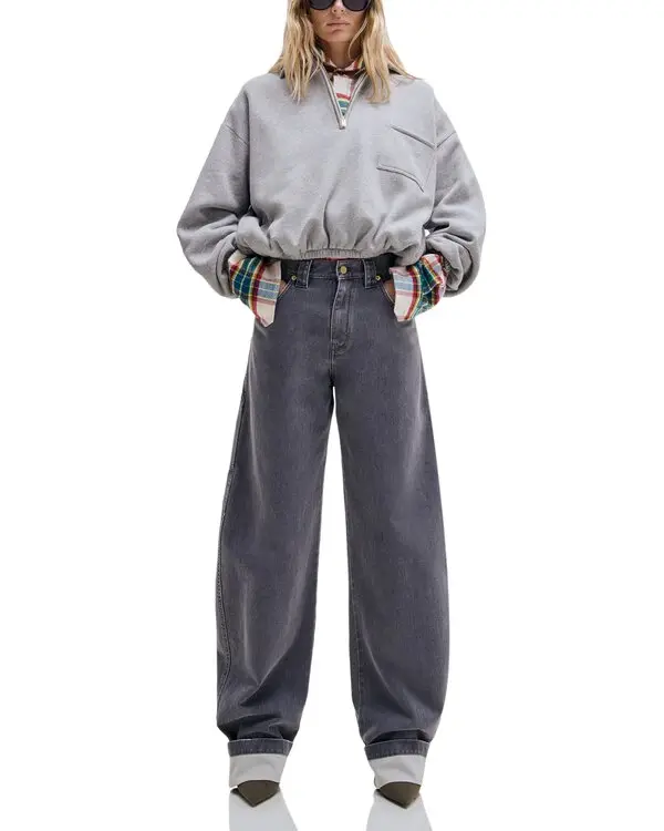 DARKPARK Alva Cropped Cotton Sweatshirt - Grey