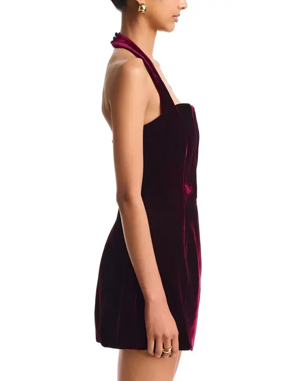 Bardot Layna Velour Halter Mini Dress