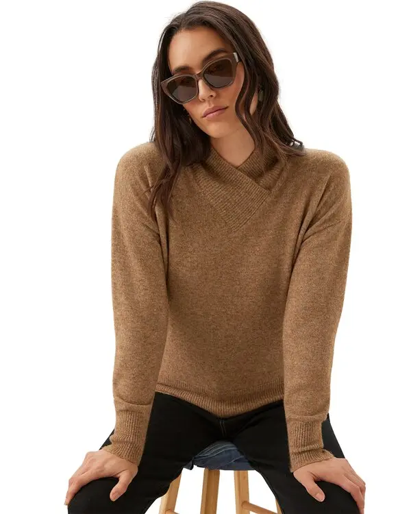 Karen Kane Shawl Collar Drop Sleeve Pullover Sweater - Camel