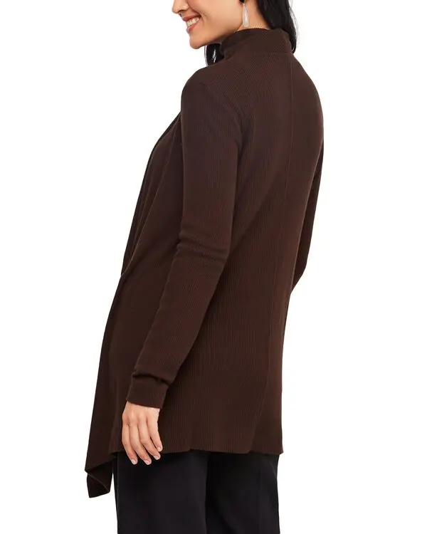 Karen Kane Ribbed Drape Front Cardigan - Chocolate